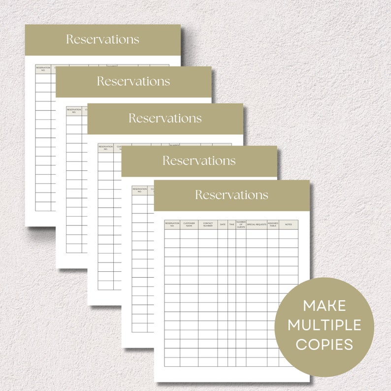 Printable Table Reservation List. Restaurant Table Reservation Form ...