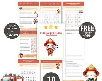 Kids Emergency Safety Printable Workbook, Preschool Children Activity ...