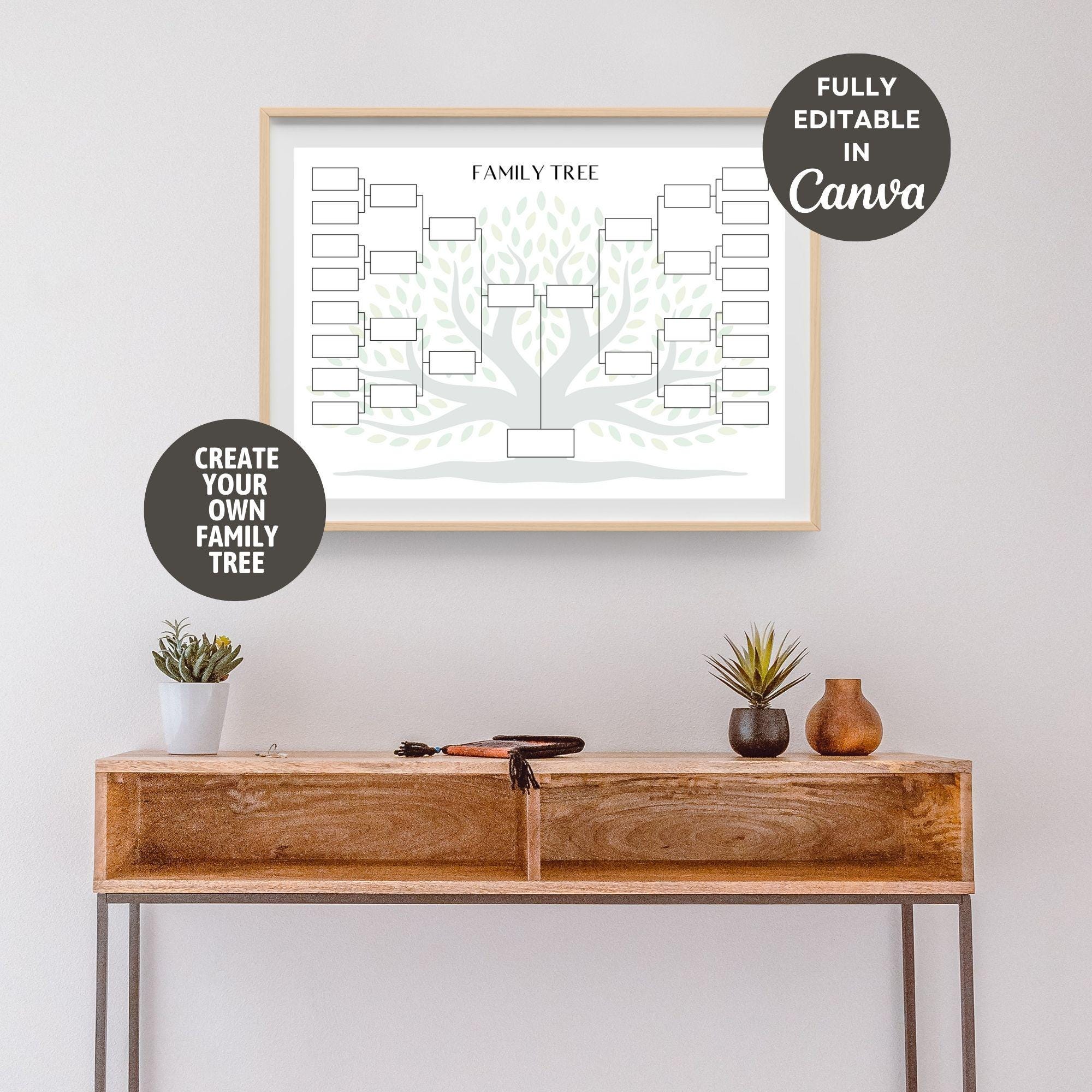 Family Tree Chart, Editable Family Tree Template, 5 Generation, 6 ...