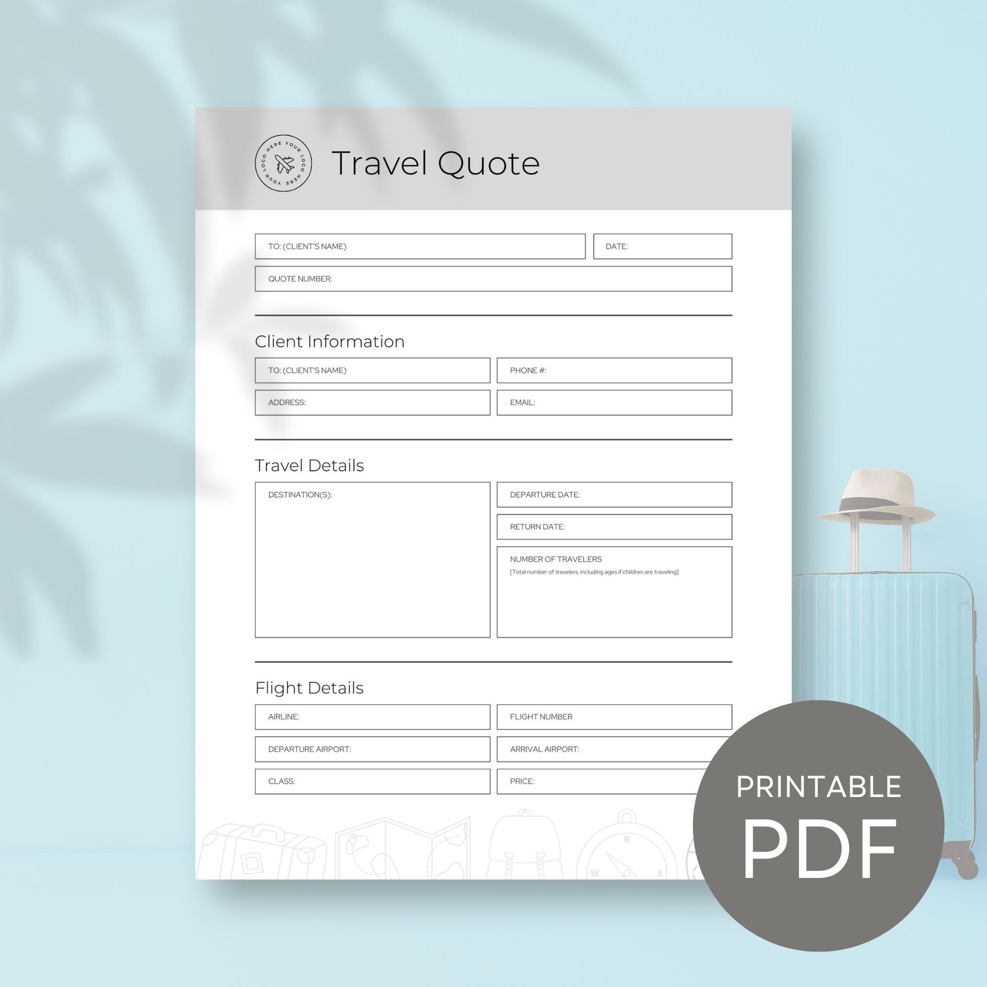Travel Agent Client Intake Form, Travel Agency Forms, Client Travel ...