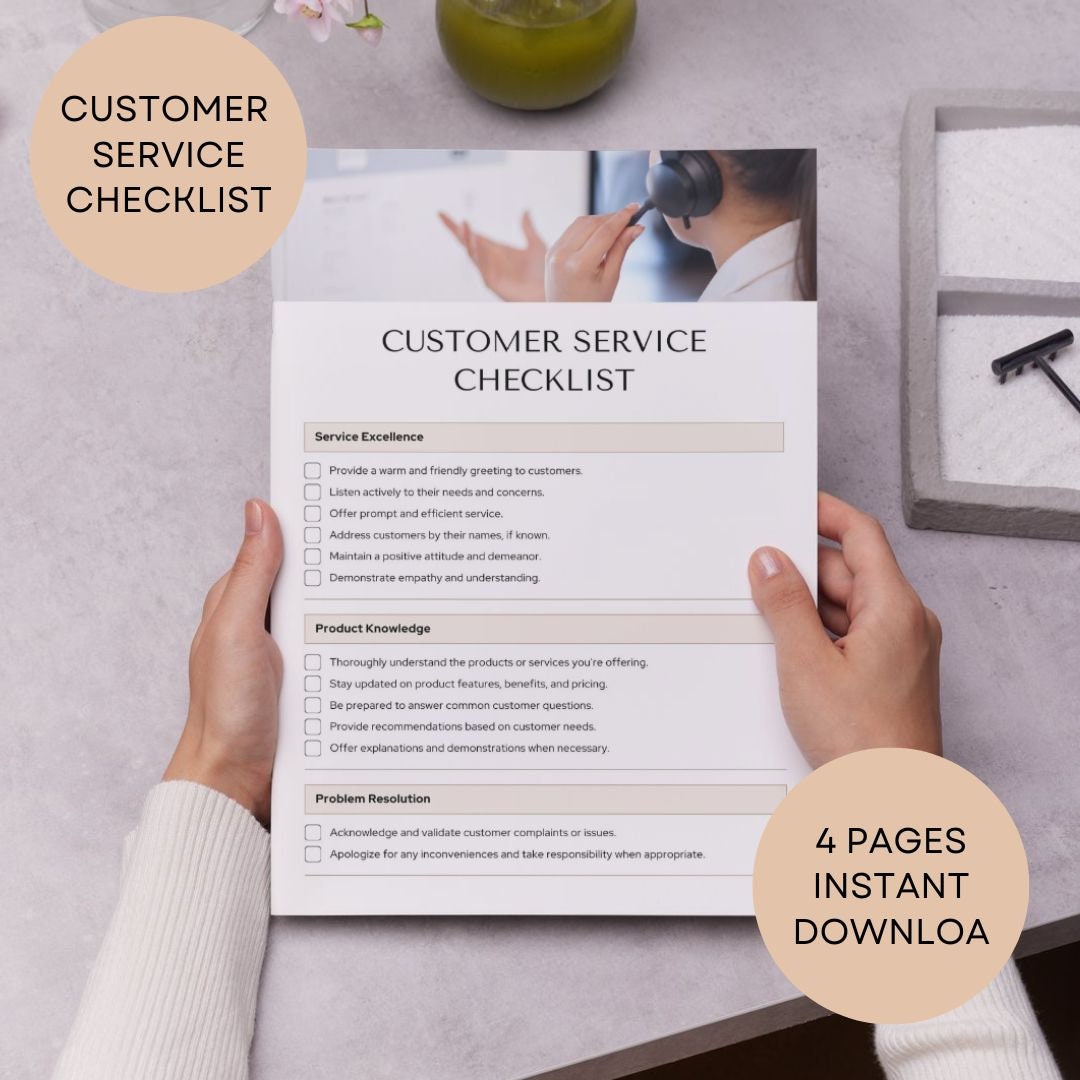 Customer Service Checklist Template Canva Boost Business Excellence ...
