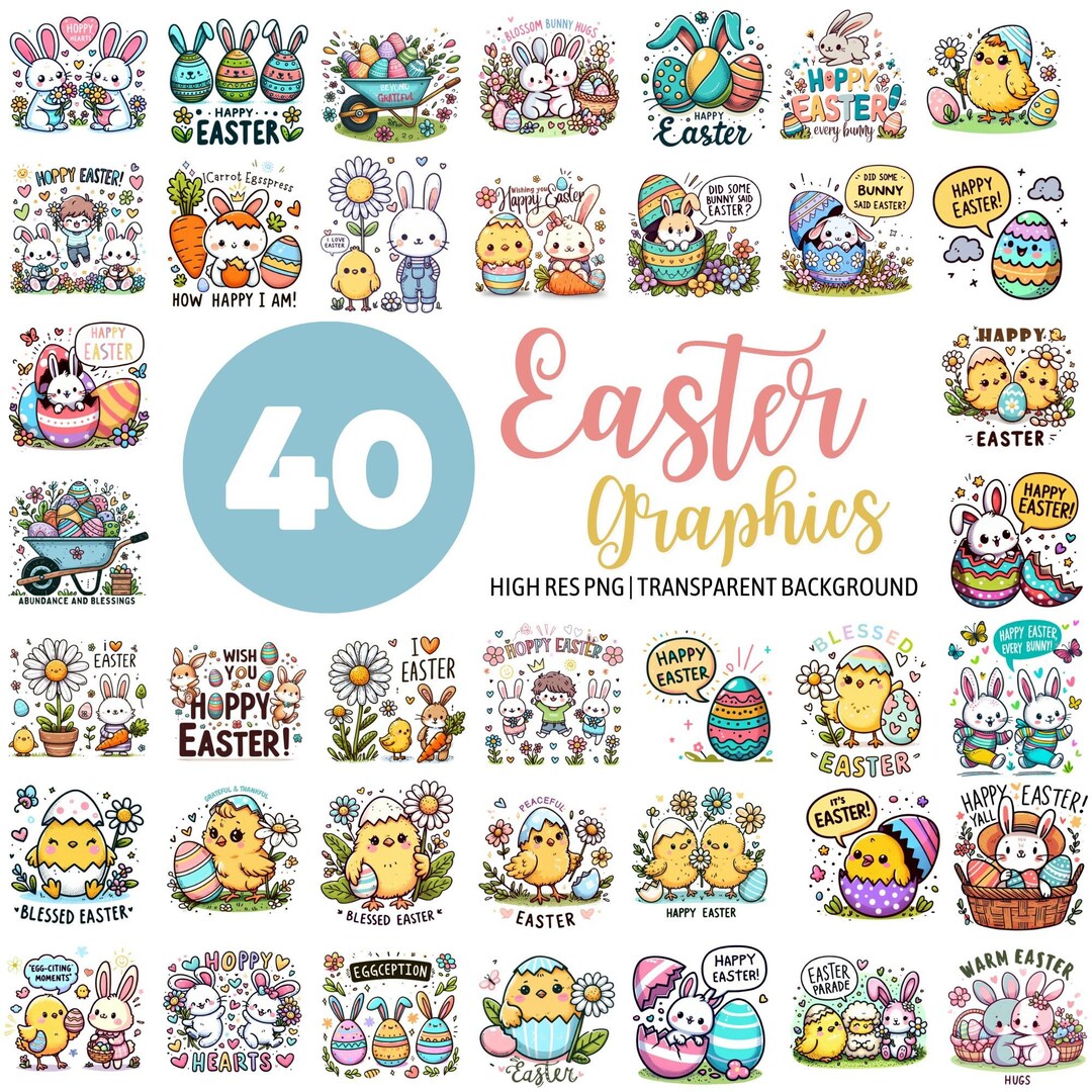 Easter Bunny PNG Bundle, Easter Clipart, Easter Graphics, Easter ...