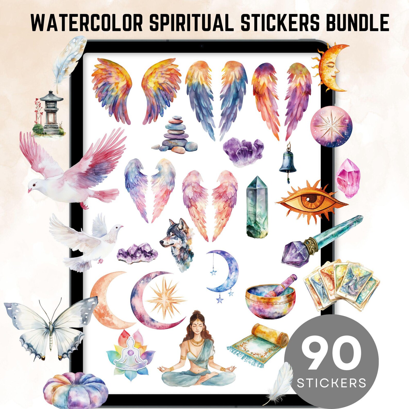 Mystical Moons Spiritual Digital Planner Stickers, Download Meditation ...