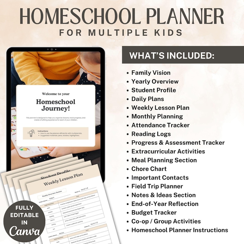 Homeschool Schedule Template | Editable Home School Planner | Printable ...