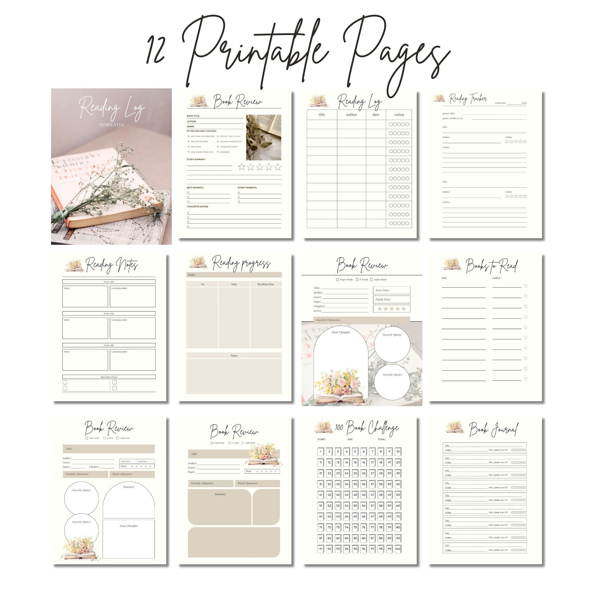 Book Tracker, Reading Log, Reading Tracker, Book Club, Book Review ...