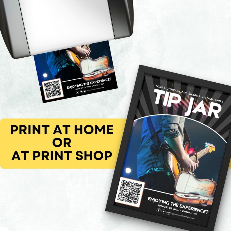 QR Code Sign for Musicians, Scan to Pay, Social Media Sign, Custom ...