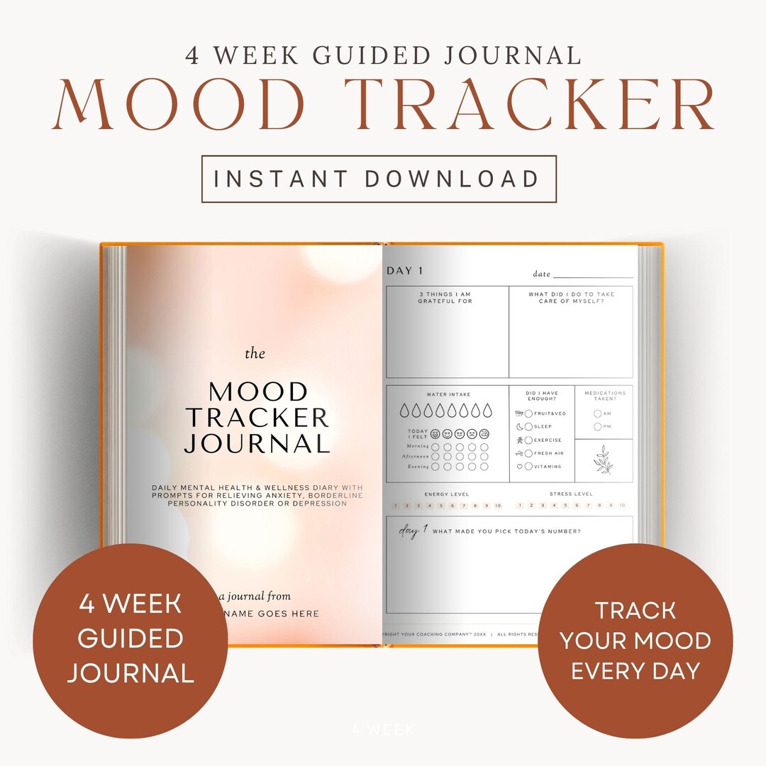 Mood Tracker Printable, A Year in Pixels, Mood Journal, Emotion Tracker ...