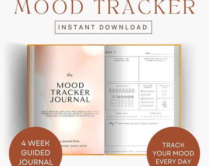 Mood Tracker Printable, A Year in Pixels, Mood Journal, Emotion Tracker ...