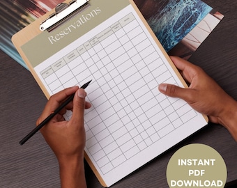 Printable Table Reservation List, Restaurant Table Reservation Form ...