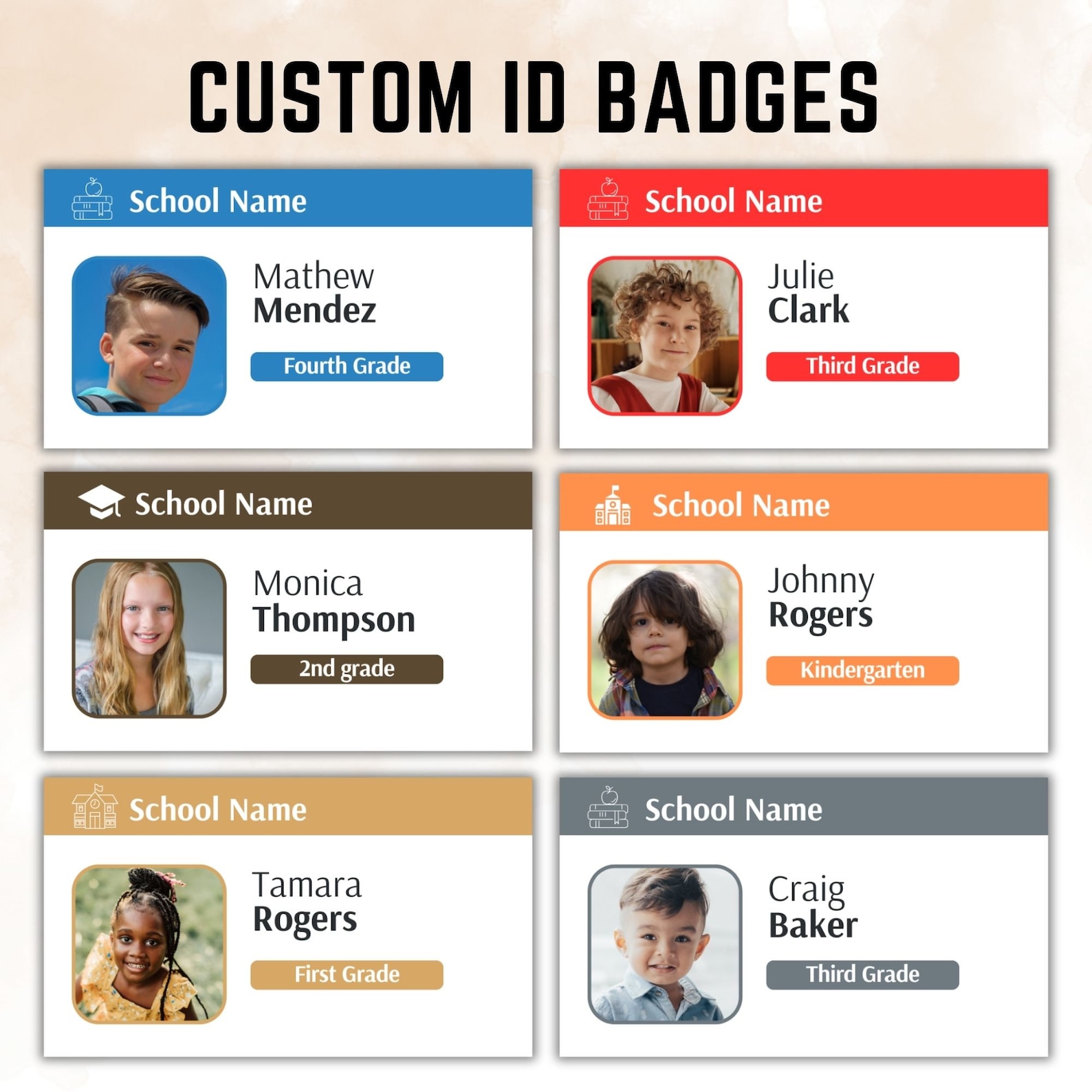 Custom Name Tag, Badge, ID Badge, ID Card, Name Badge, Photo ID Badge ...