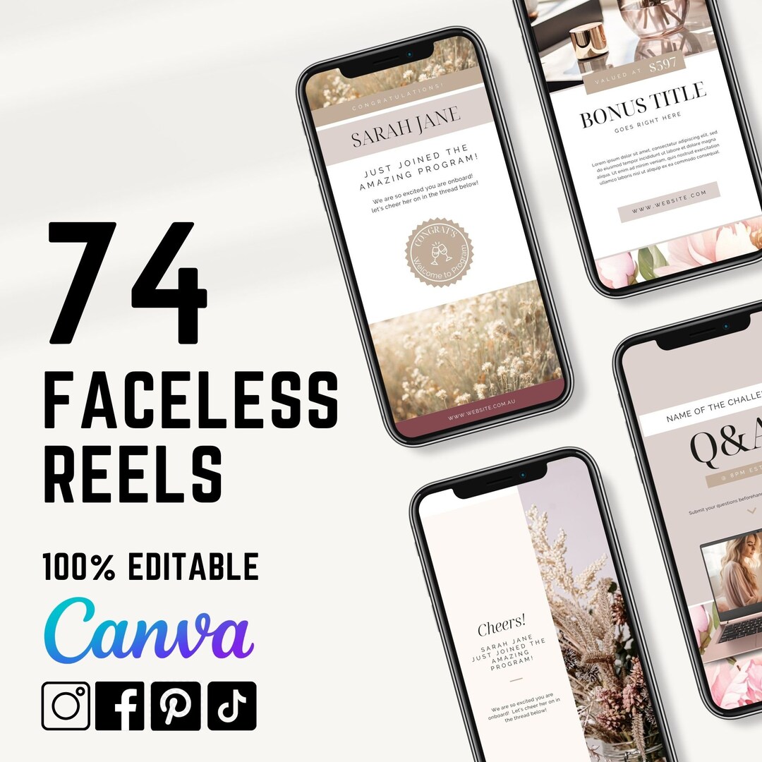 Faceless Reels Digital Marketing | Social Media Templates Canva, Coach ...