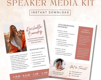 Speaker Media Kit Template, Speaker Sheet Template, Canva Media Kit for Keynote Speakers, Book ...