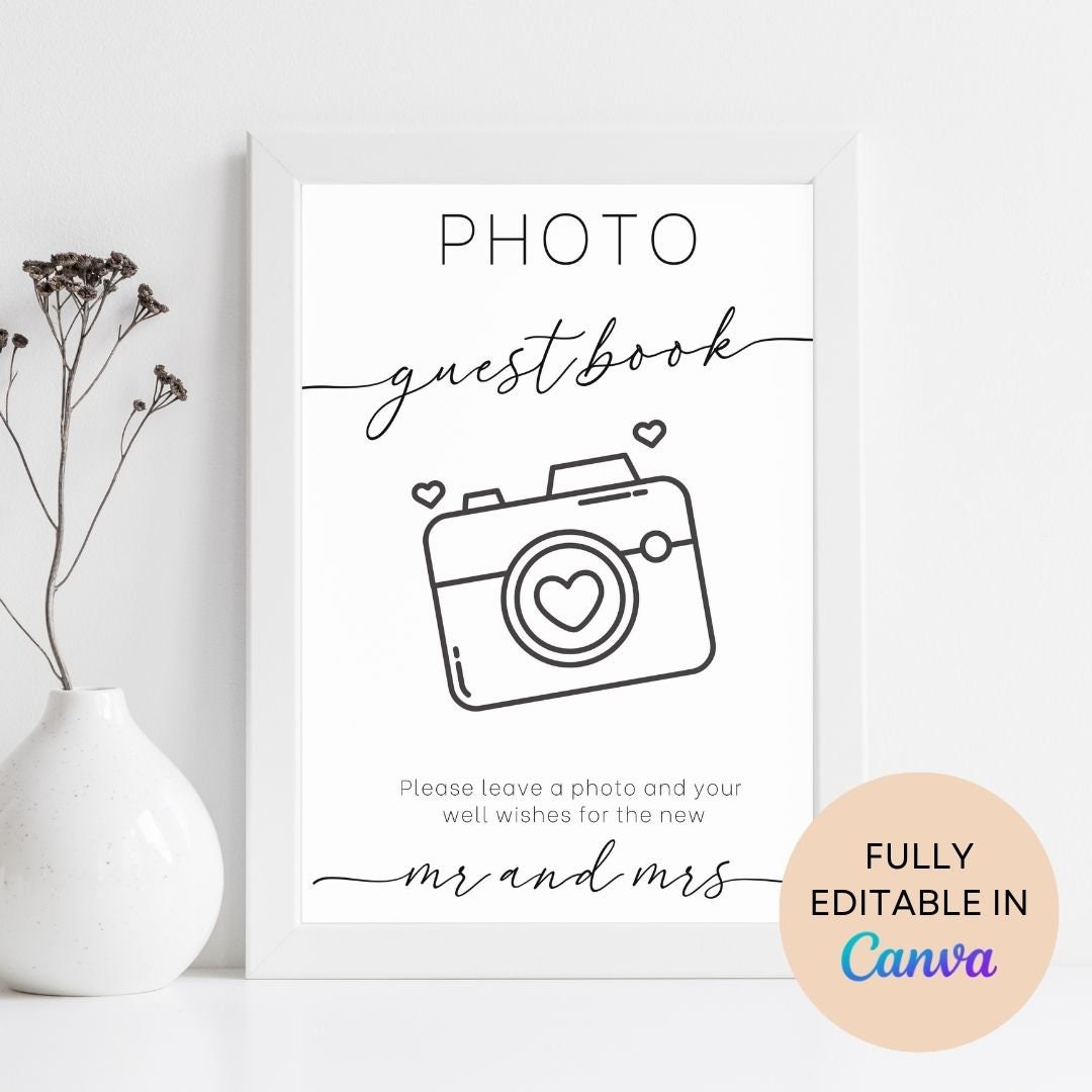 Wedding Guest Book Instructions Sign, Polaroid Guestbook 8x10 5x7 Photo ...