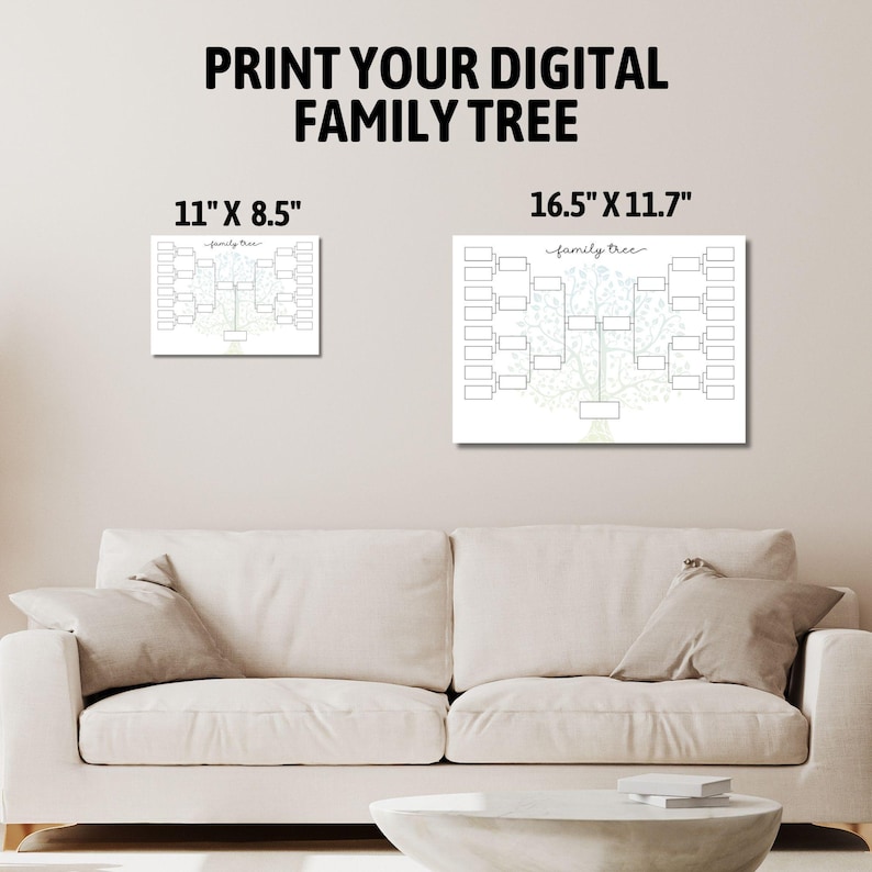 Family Tree Chart, Editable Family Tree Template, 5 Generation, 6 ...