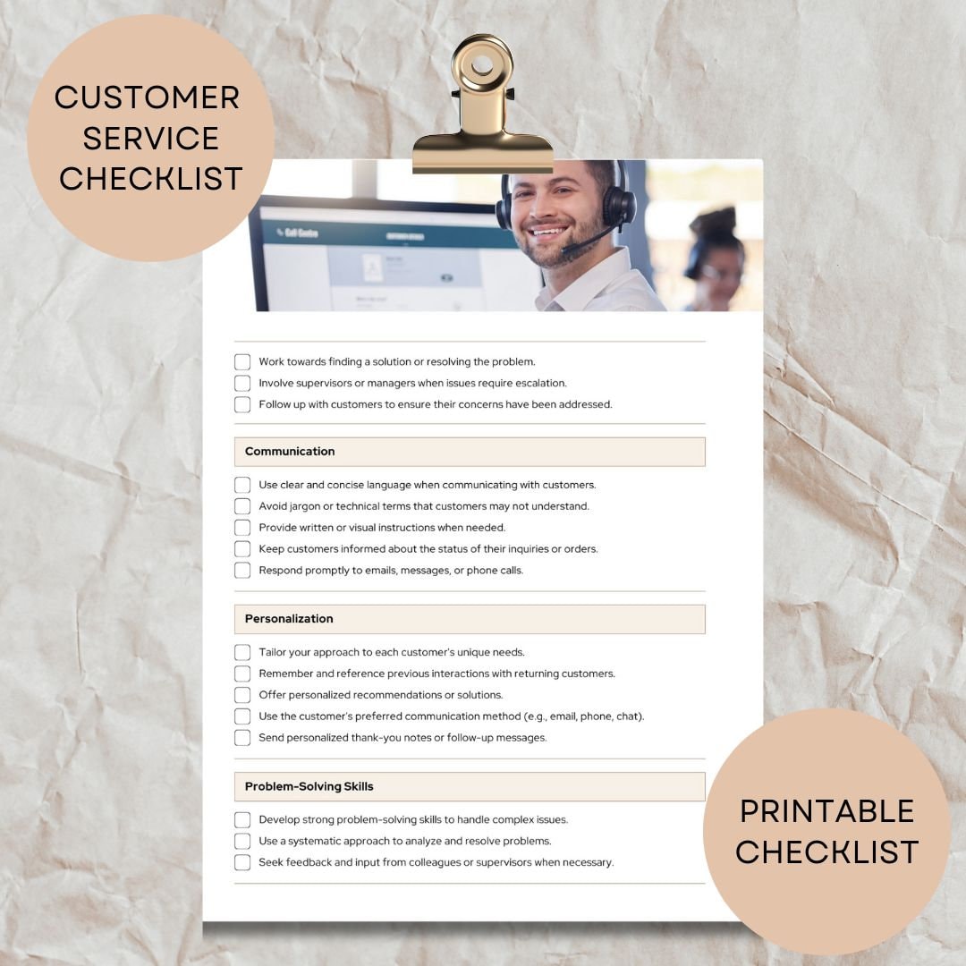 Customer Service Checklist Template Canva Boost Business Excellence ...