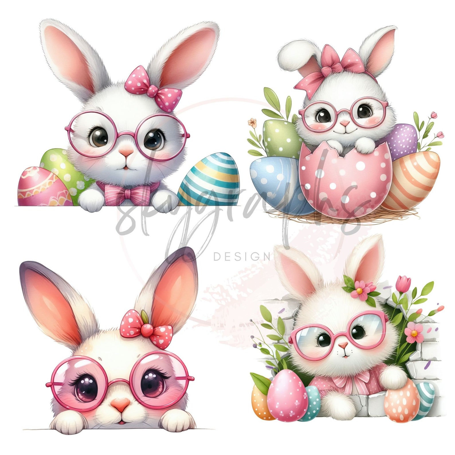 Easter Bunny Clipart Bundle, Easter Clipart, Easter Graphics, Easter ...