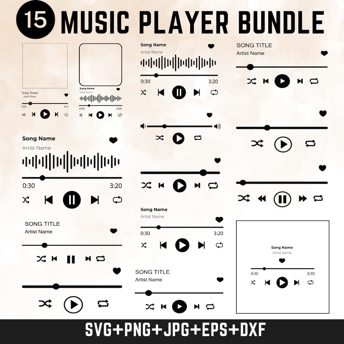 Music Player Svg Bundle, 15 Music Player Cut Files, Acrylic Song Art ...