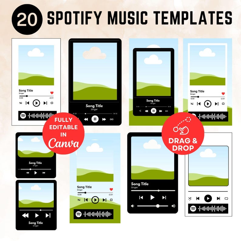 20 Spotify Music Player Template Canva, Album Song Cover, Canva Frame ...