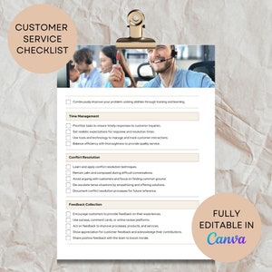 Customer Service Checklist Template Canva Boost Business Excellence ...