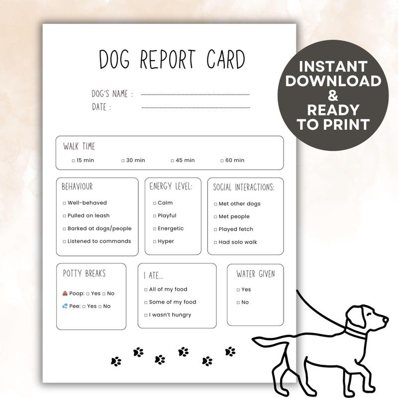 Dog Report Card - Etsy