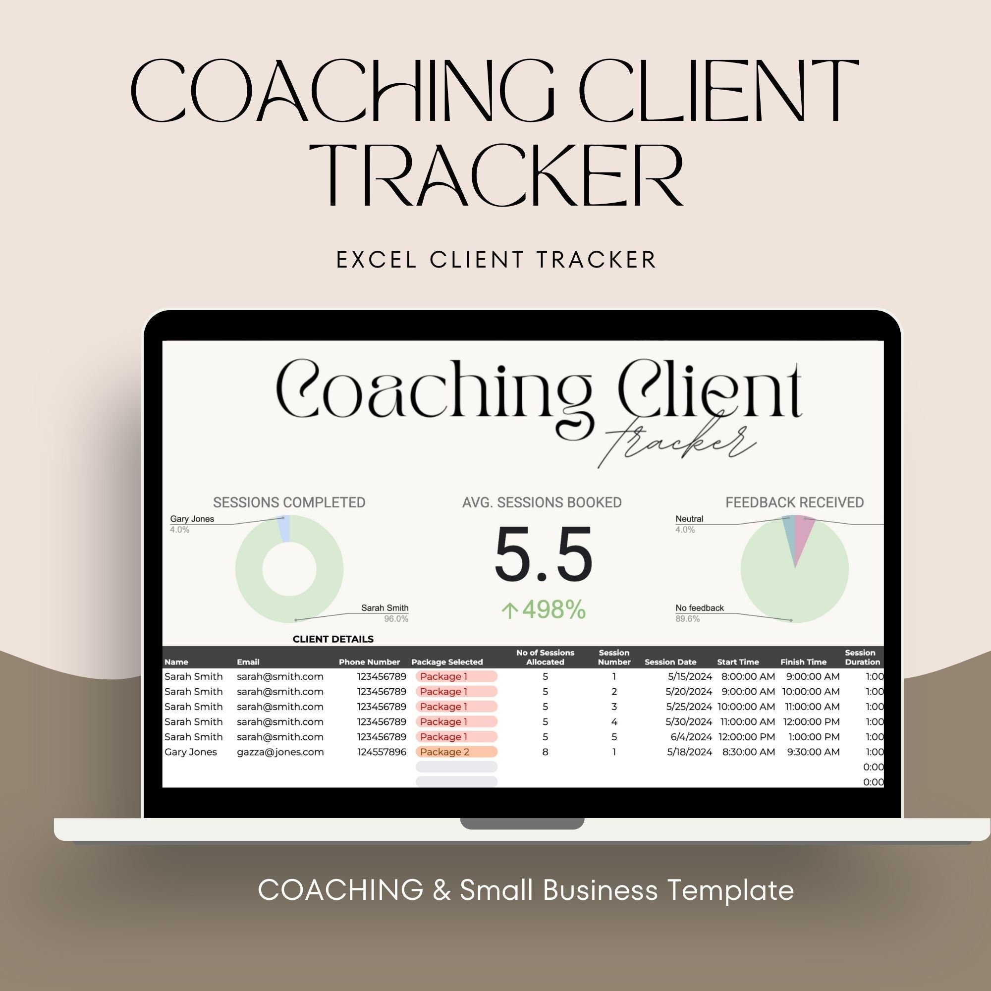 Coaching Templates, Coaching Worksheets, Excel Spreadsheet, Client ...