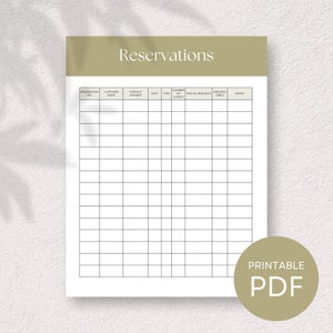 Printable Table Reservation List. Restaurant Table Reservation Form ...