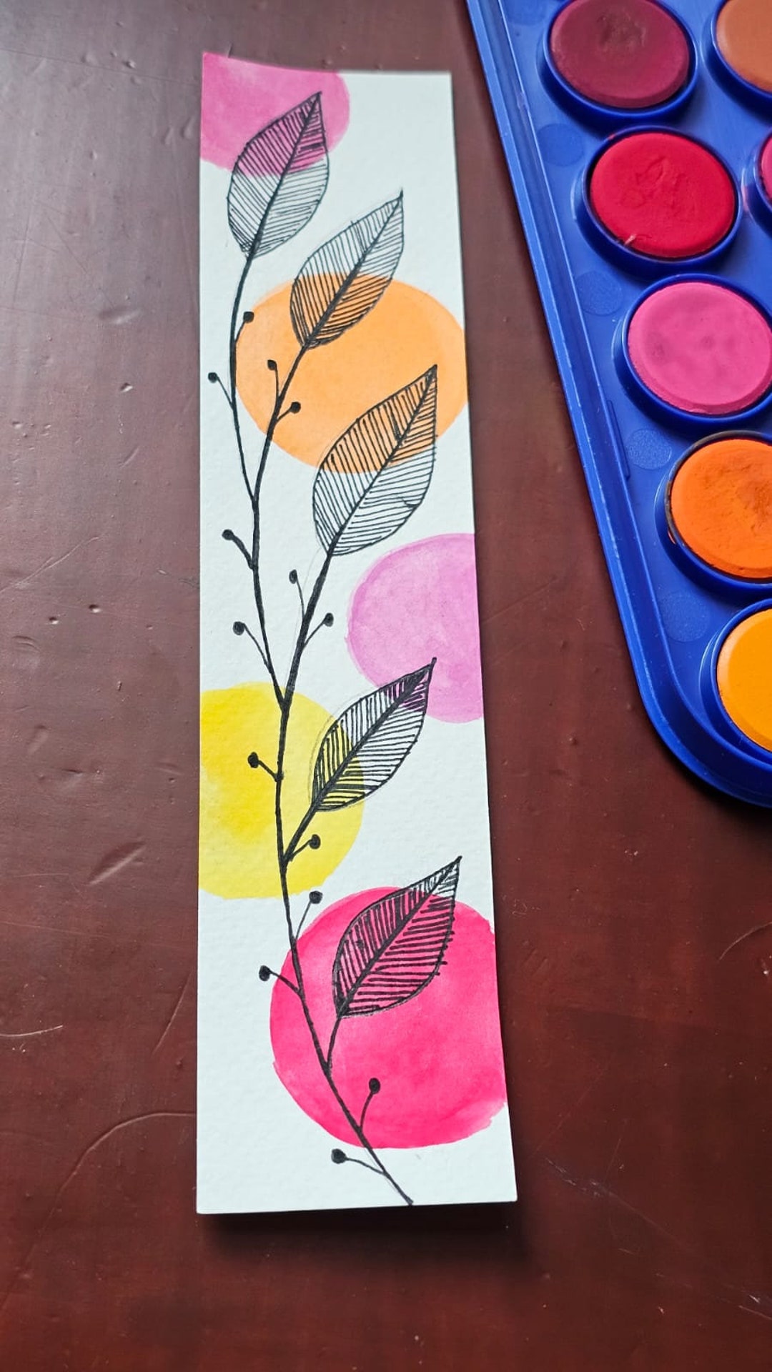 Handmade Laminated Leaf Bookmark – Colorful Watercolor Design - Etsy