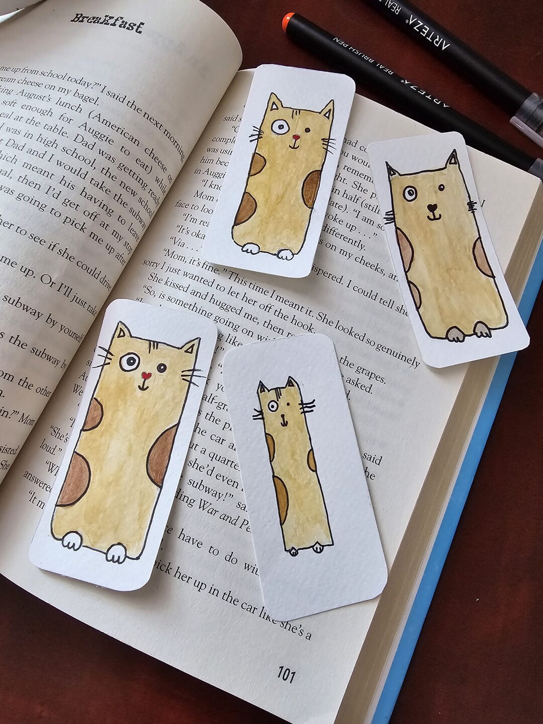 Handmade Cats Set of 4 - Laminated High Quality Bookmarks - Etsy