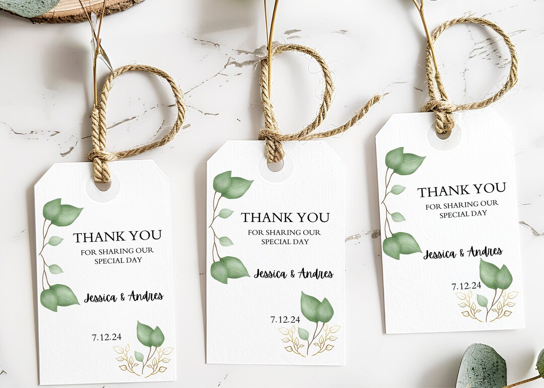 Greenery Wedding Gift Tags, Botanical Event Labels, Bridal Shower ...