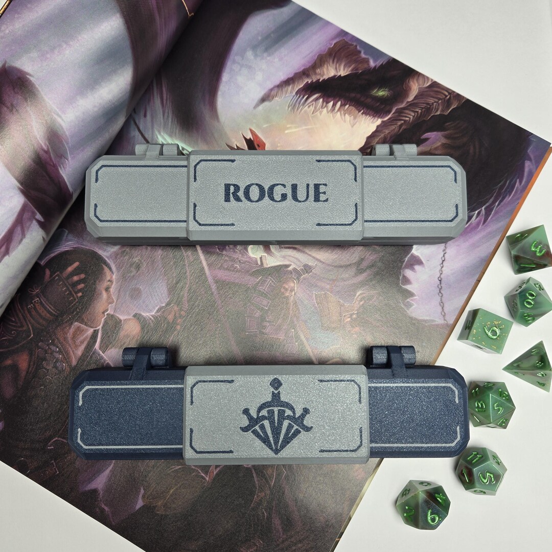 Rogue Themed Dnd Dice Case W' Badges | Dark Blue | Gray | Gifts - Etsy