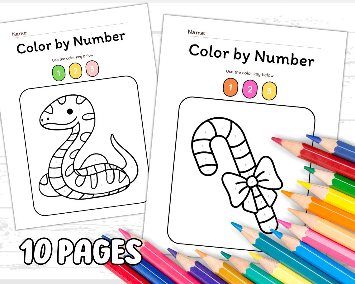 Color by Numbers, Easy and Simple Coloring Pages, Happy New Year 2025 ...