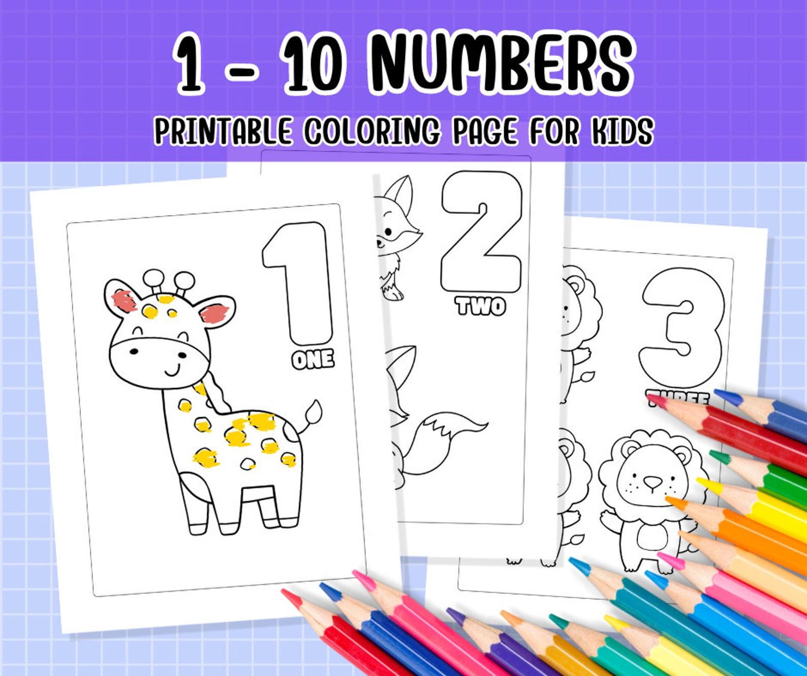 1-10 Printable Numbers Coloring Pages Worksheets for Kids, Toddlers ...
