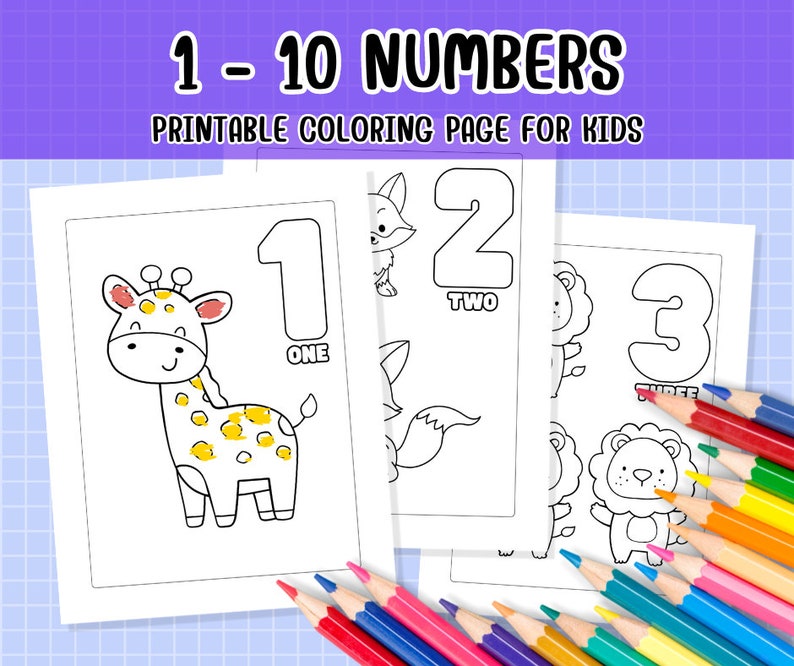 1-10 Printable Numbers Coloring Pages Worksheets for Kids, Toddlers ...