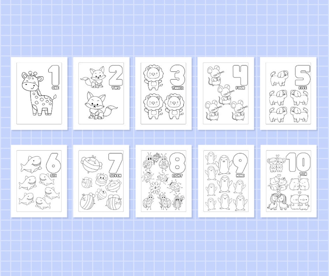 1-10 Numbers Coloring Pages: Preschool Learning (PDF Download) - Etsy