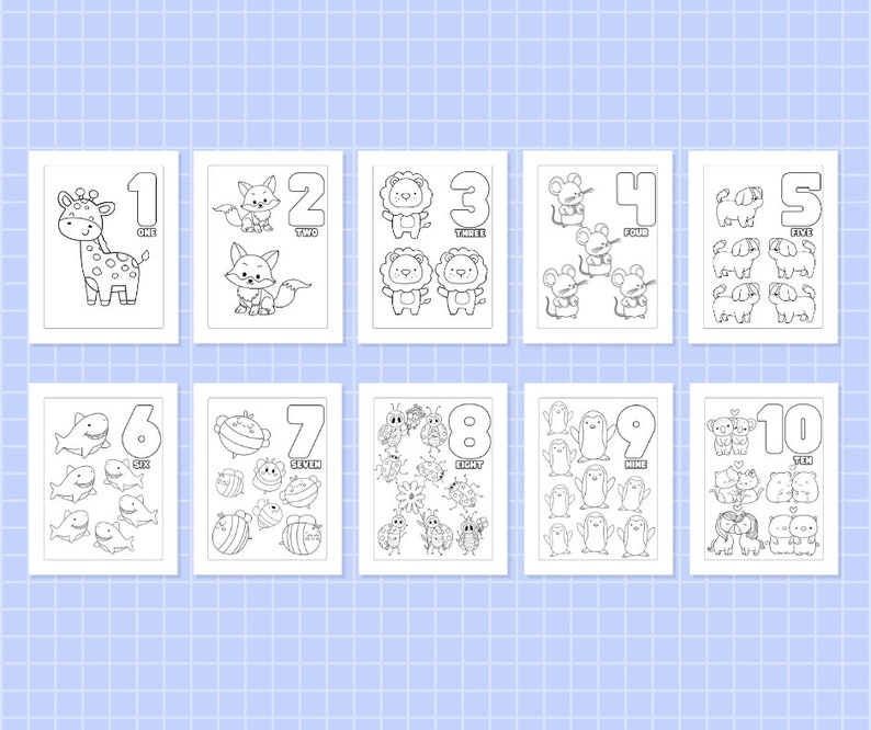 1-10 Printable Numbers Coloring Pages Worksheets for Kids, Toddlers ...