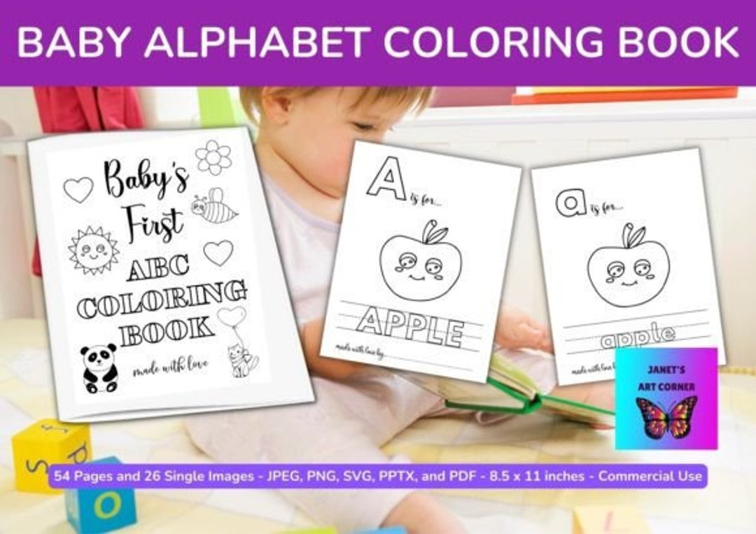 Baby's First ABC Book, Baby Shower Alphabet Book, Baby Shower Coloring ...