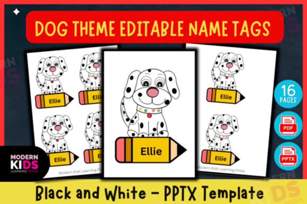 Dog Theme Editable Name Tags and Labels, Back to School Name Tags ...