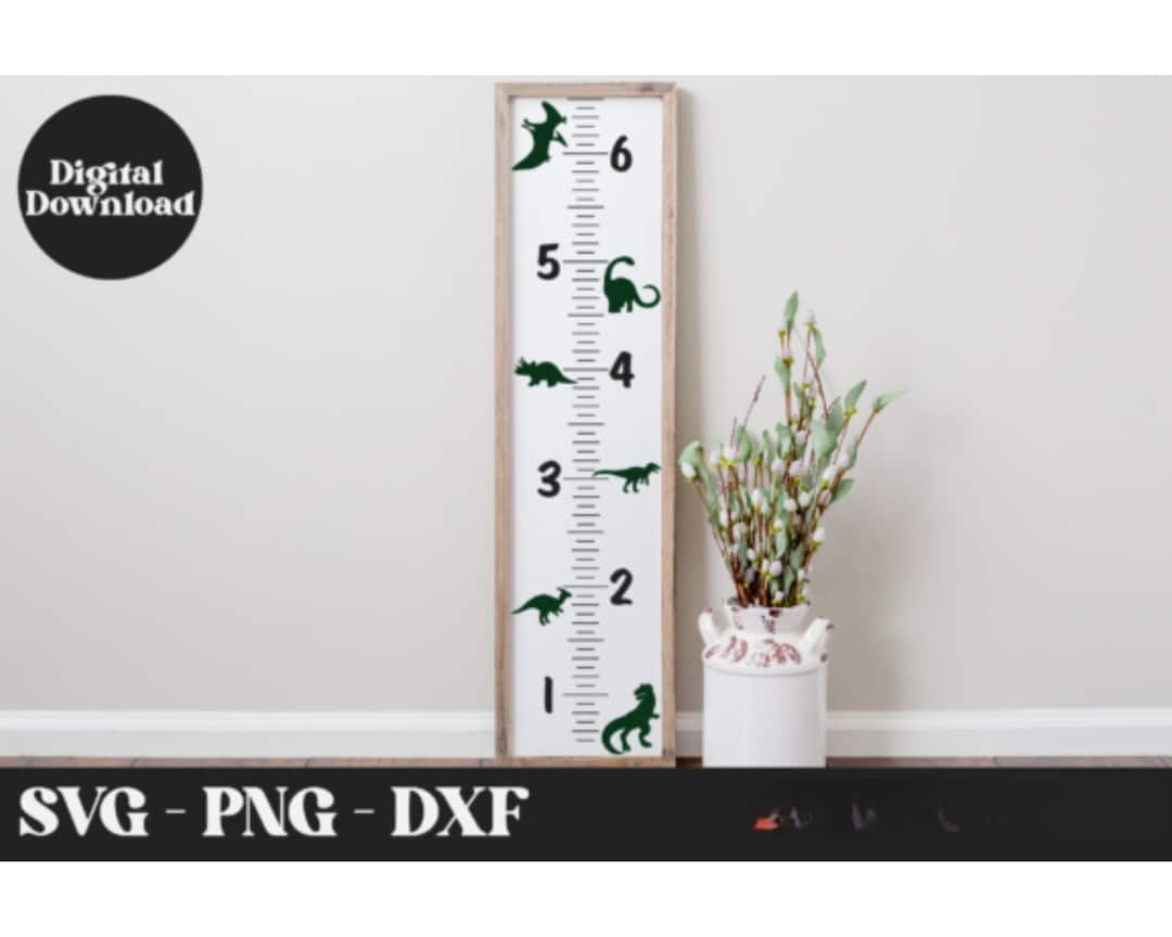 Dinosaur Growth Chart,kids Growth Chart Graphics,growth Ruler Svg, Wall ...