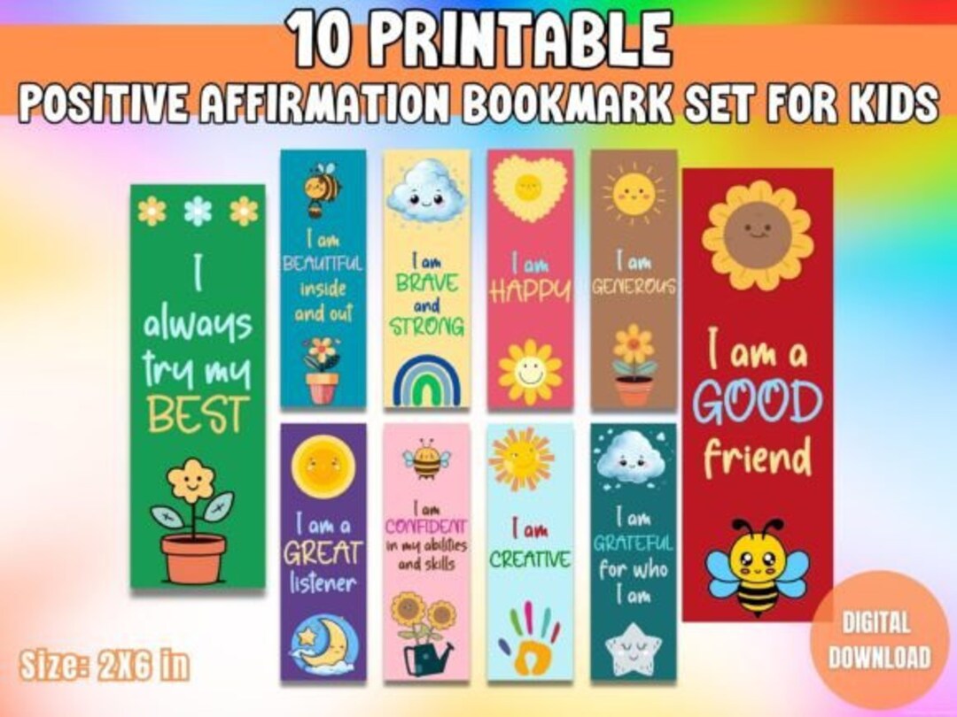 Positive Affirmation Bookmarks for Kids, Mini Affirmations of Joy ...