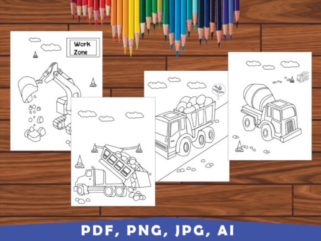 Construction Vehicle Coloring Pages Graphic, Coloring Pages for Kids ...