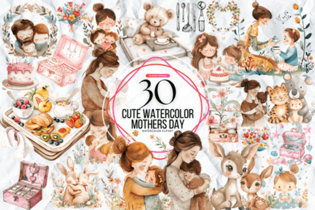 Cute Watercolor Mothers Day Clipart, Mothers Day Clipart - Etsy