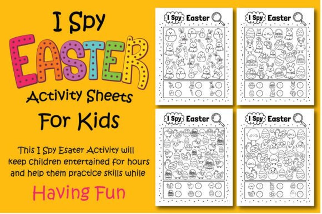 I Spy Easter Activity Sheets for Kids, Kids Easter Activity Printables ...