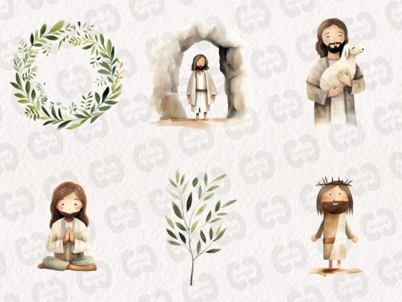 Easter Jesus is Risen Clipart Bundle, Jesus Clipart Bundle, Easter ...