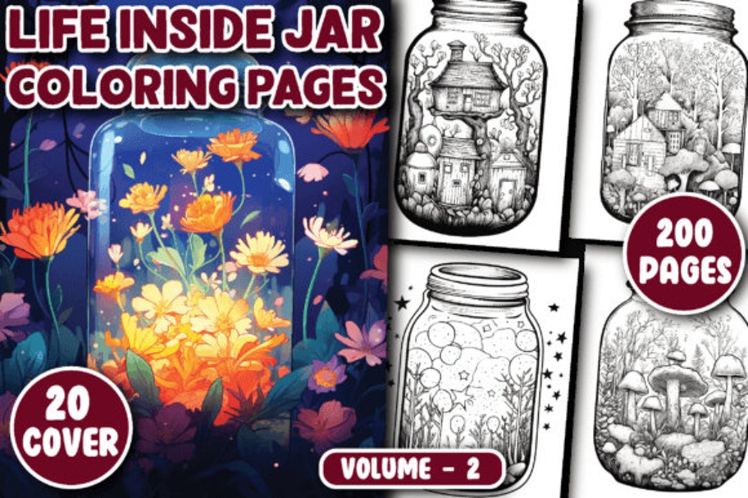 Life Inside Jar Coloring Pages,jars Coloring Book, Printable Magical ...