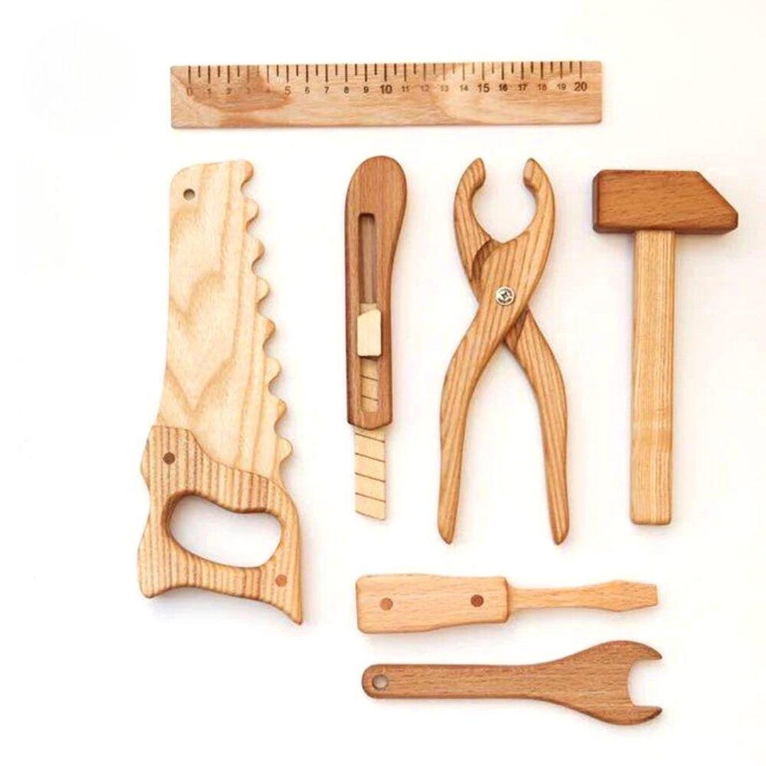 Wooden Tool Set for Kids 7-piece DIY Toy Tools, Gift for Boys ...