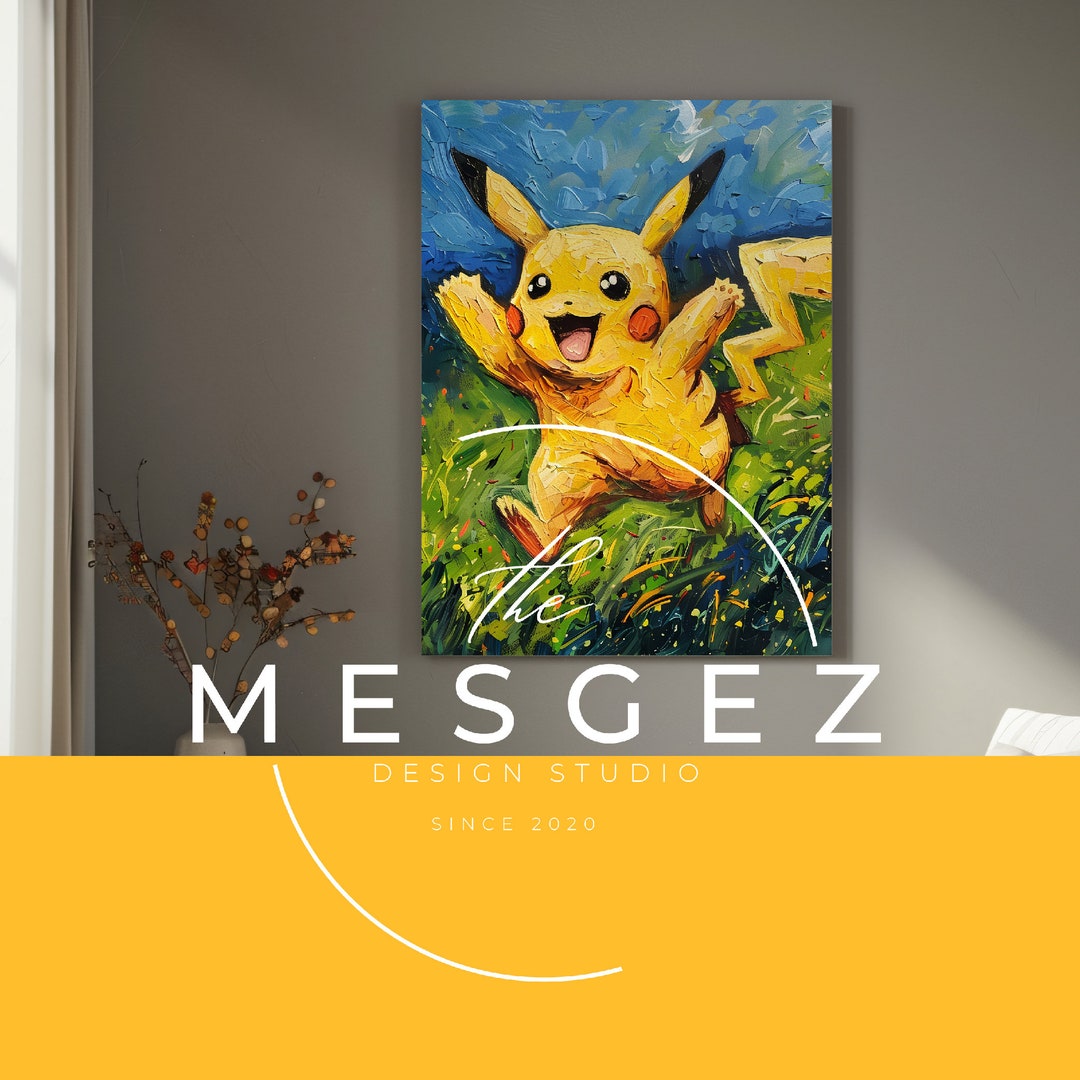 Pikachu Wall Art Printable Home Decor Pikachu Art Print Digital Art - Etsy