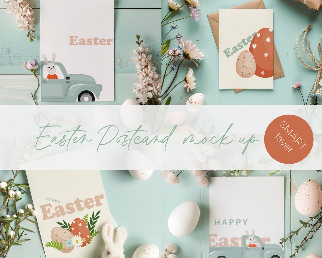 4pck Bundl Mockup 5x7 Easter Postcard Mockup, Invitation, Postcard ...