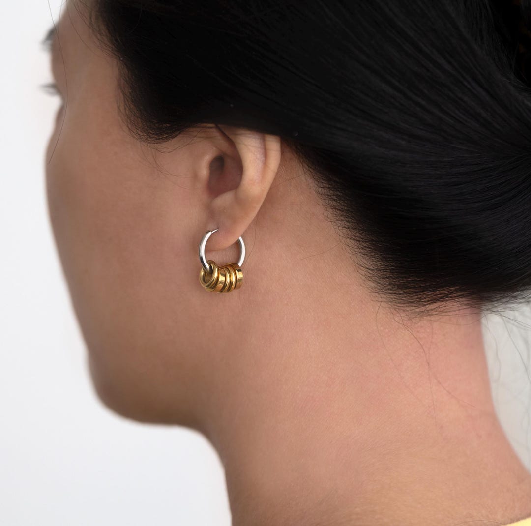 Minimalist Hoop Earrings Connector Jump Rings Mixed Metal Two Toned ...