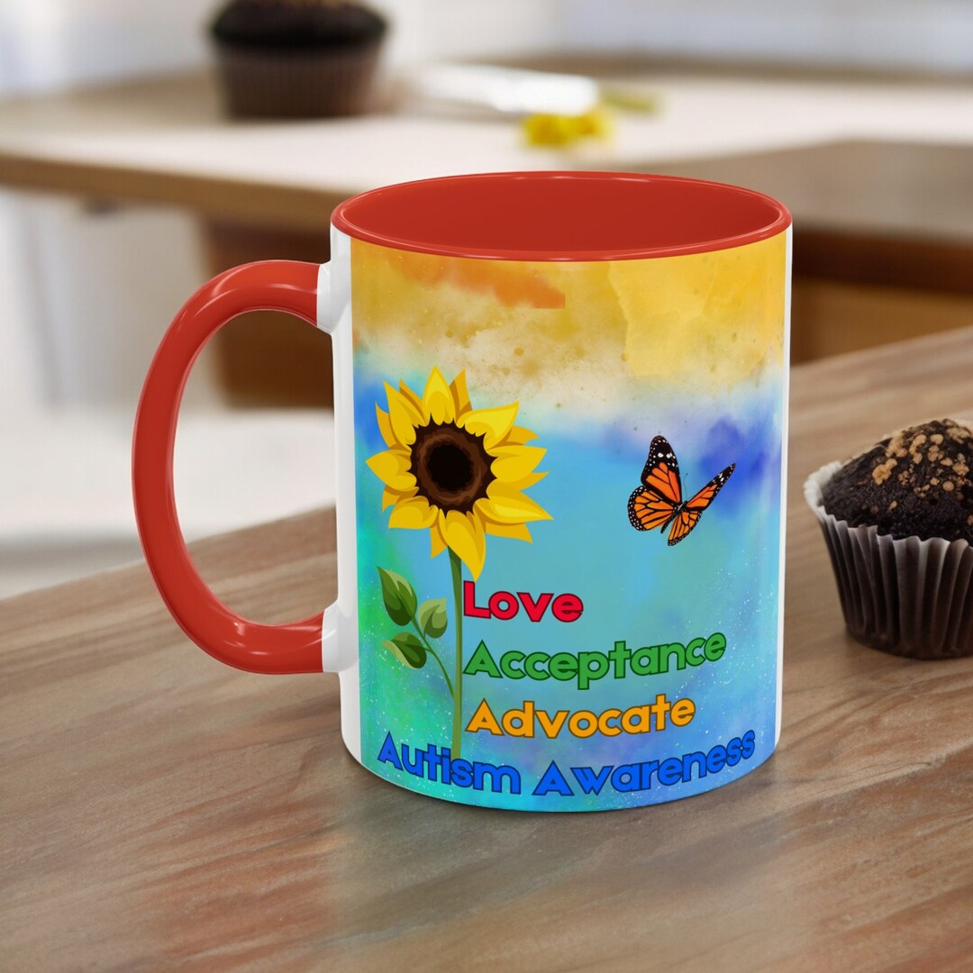 Autism Acceptance Sunflower Mug, Autism Awareness Coffee Cup, Gift for ...