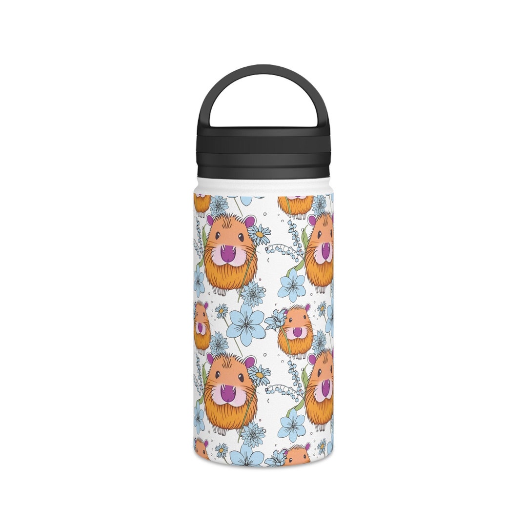 Capybara Water Bottle Stainless Steel With Handle Lid, Cute Capybara ...